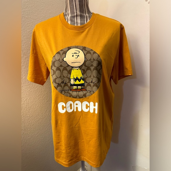 Coach | Tops | Coach Charlie Brown Short Sleeve Mustard Colored Tshirt ...